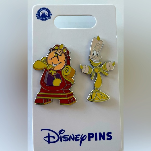 Disney | Accessories | Disney Cogsworth And Lumiere Pin Set New Beauty ...